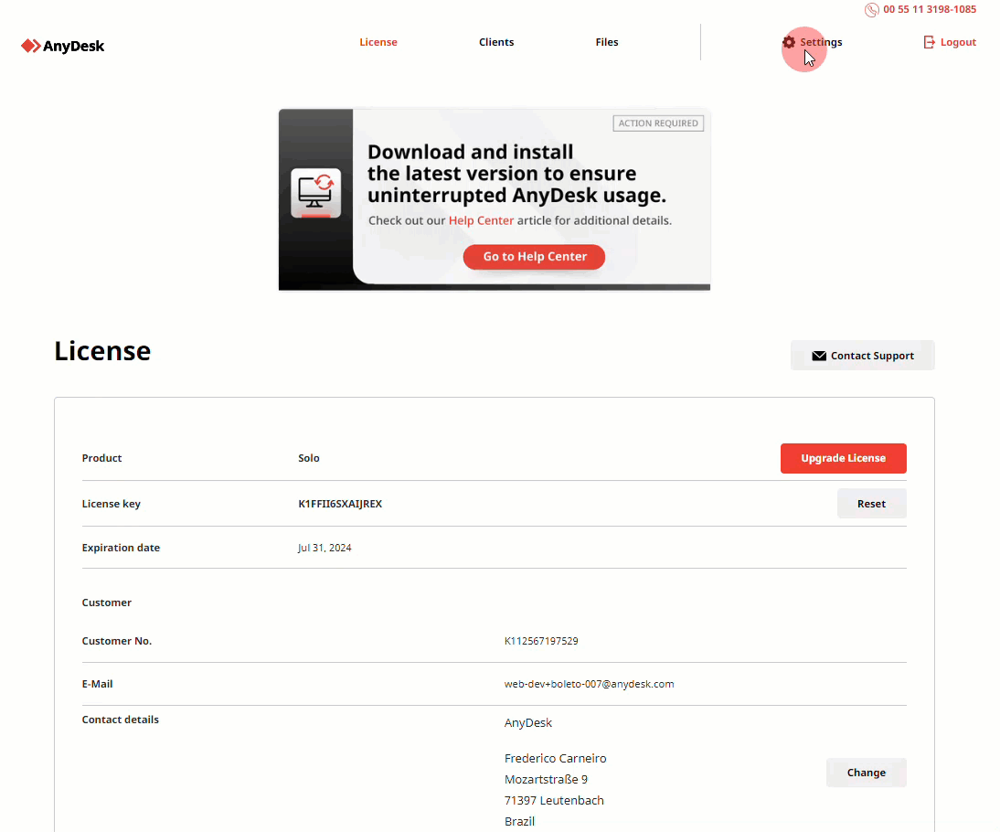 Manage license subscription